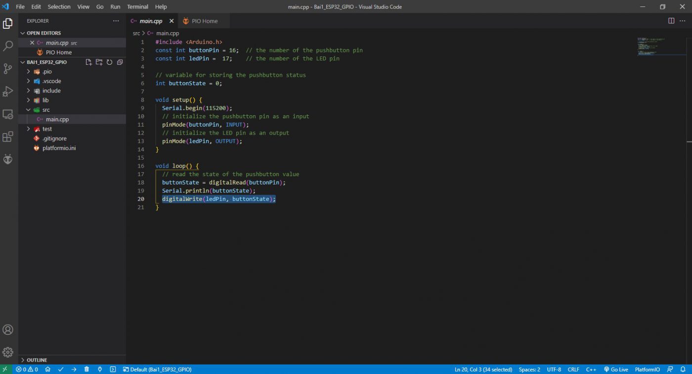 Lập trình ESP32 GPIO Digital Input và Digital Output
