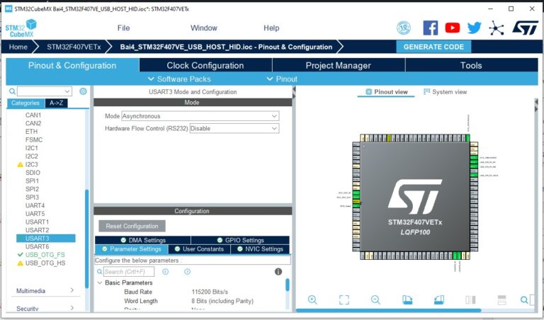 Lập trình STM32 USB HID Host giao tiếp với chuột và bàn phím máy tính